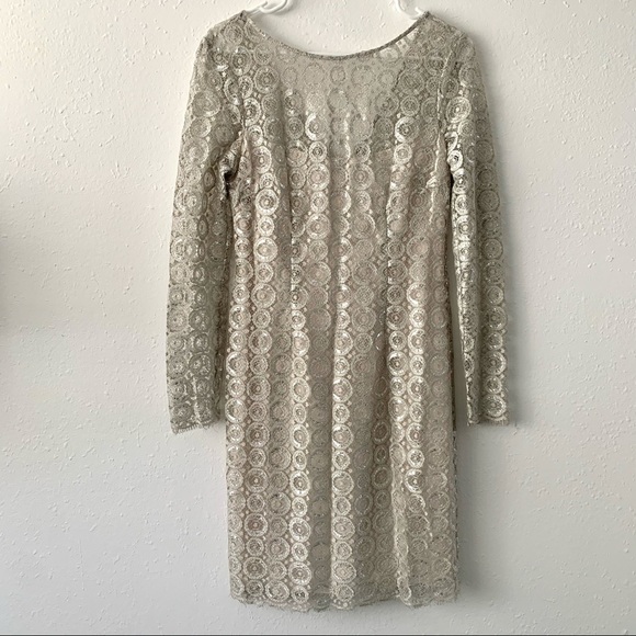 JS Collections | Dresses | Metallic Gold Js Collection Lace Evening ...
